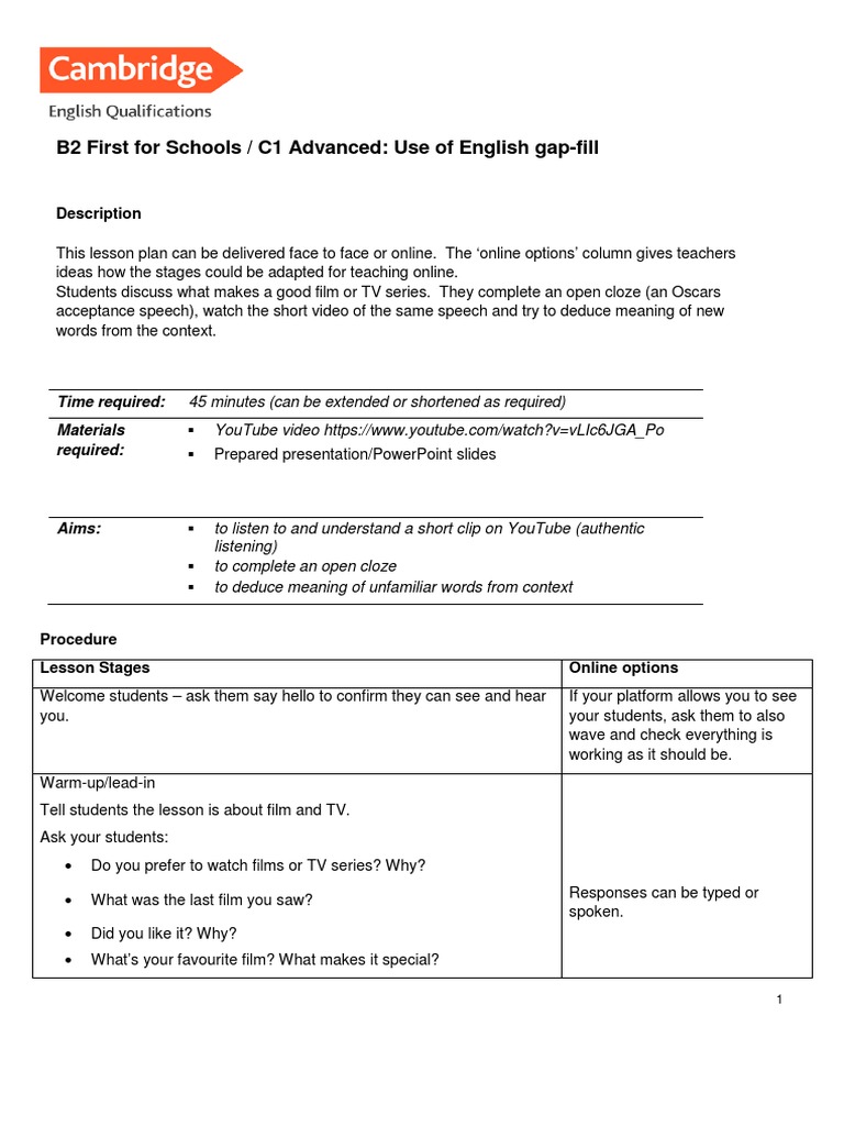 (Online Teaching) B2 First For Schools and C1 Advanced Use of English ...