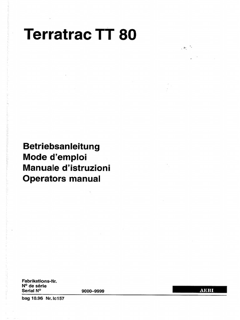 TT80 Operators Manual | PDF