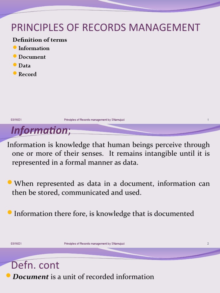 Principles of Records Management | PDF | Records Management | Microform