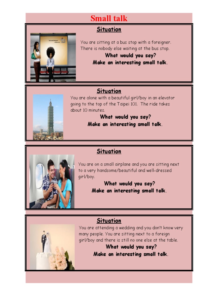 Small Talk Scenarios for ESL Learners | PDF | Language Arts ...
