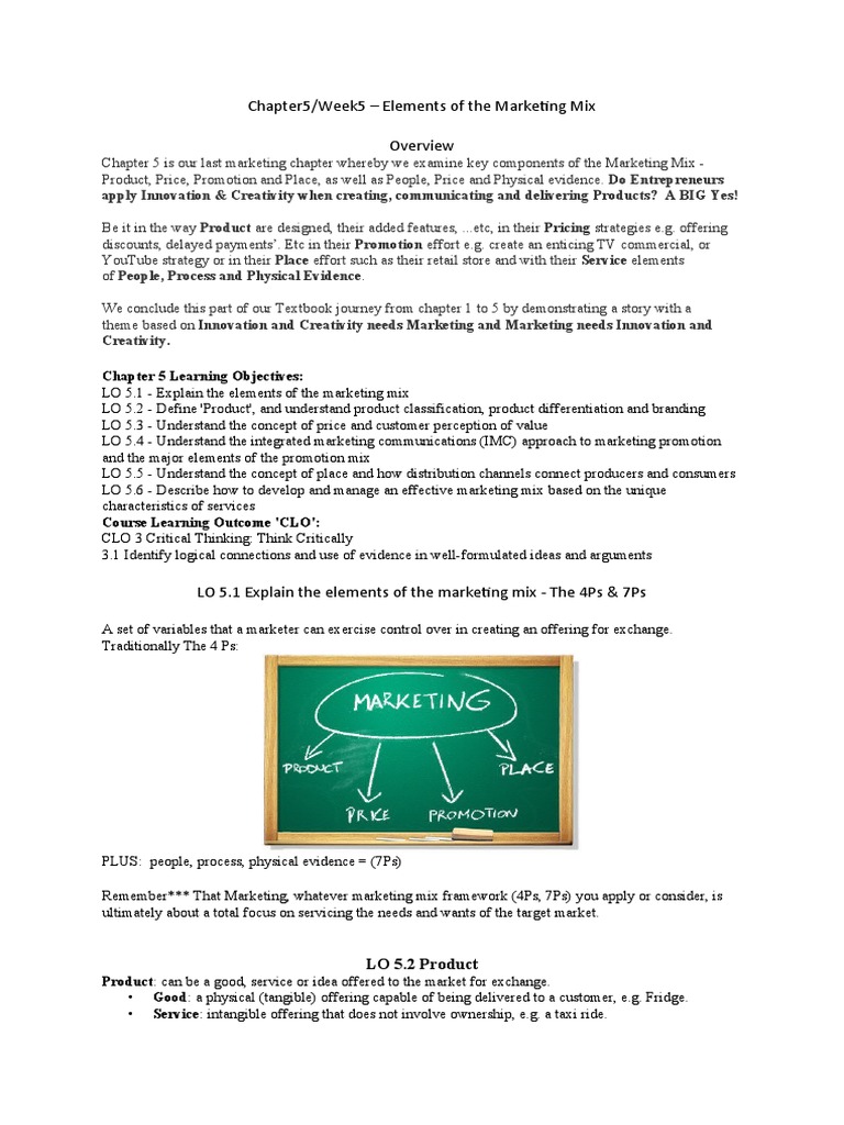 Chapter5/Week5 - Elements of The Marketing Mix | PDF | Marketing ...
