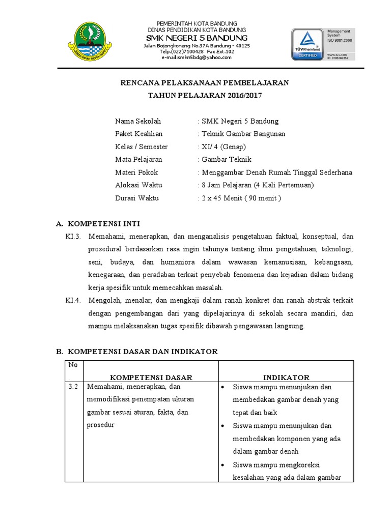 RPP GAMTEK 4. Menggambar Denah | PDF