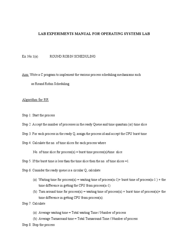 10.lab Experiments Manual | PDF | Scheduling (Computing) | Operating ... 10.lab Experiments Manual | PDF | Scheduling (Computing) | Operating ...