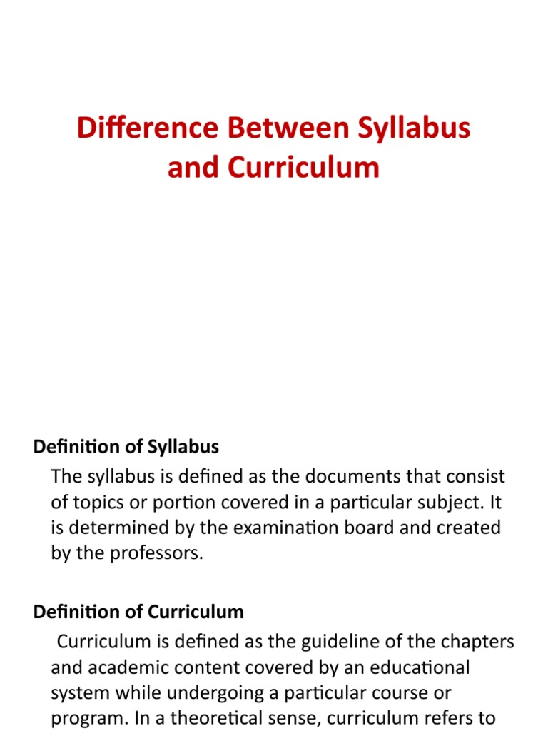 Chapter 2 Difference Between Syllabus Vs Curriculum Ct Pdf