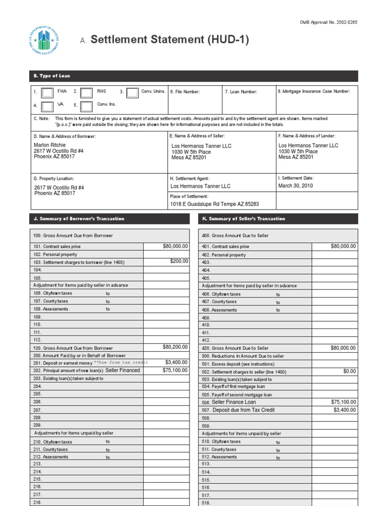 HUD1 Blank | PDF | Title Insurance | Mortgage Loan