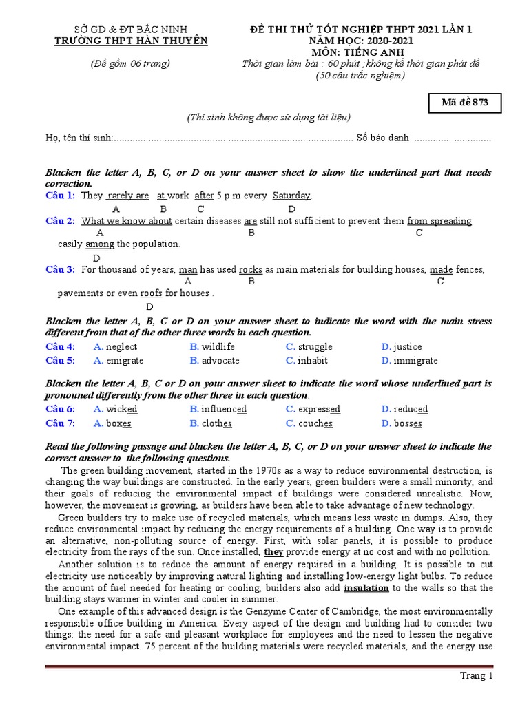 Analysis of an English Proficiency Exam for Vietnamese High School ...