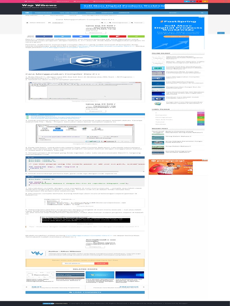 Cara Menggunakan Compiler Dev-C++ - Wap Wibowo | PDF