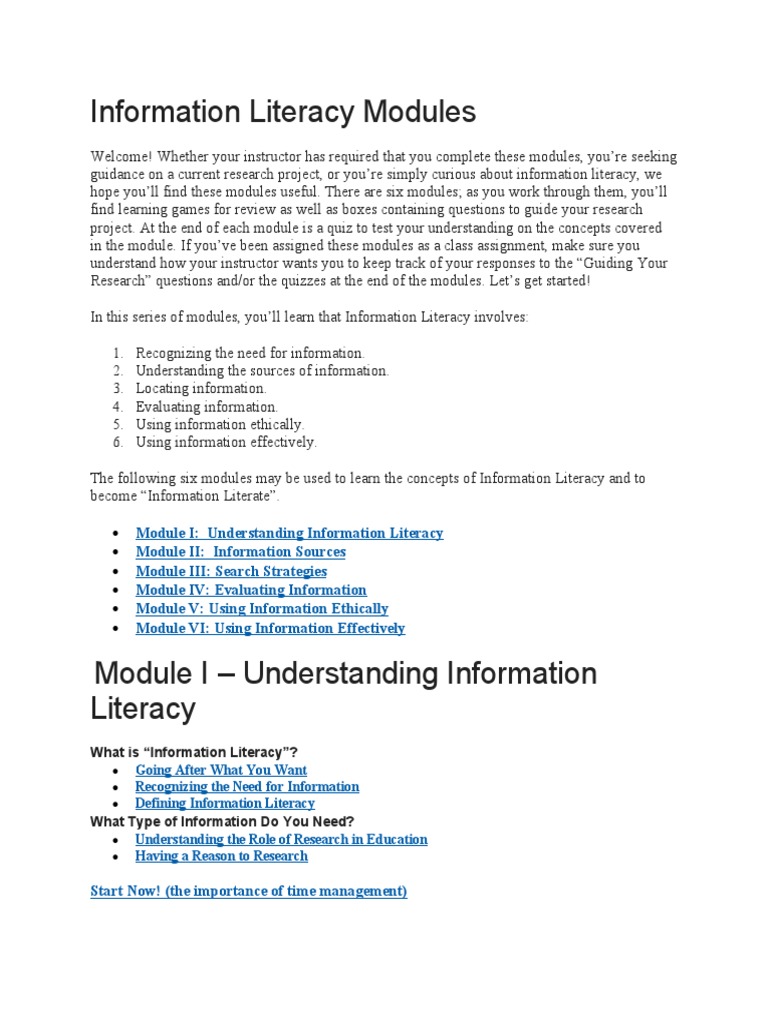 Information Literacy Module | PDF | Information Literacy | Books