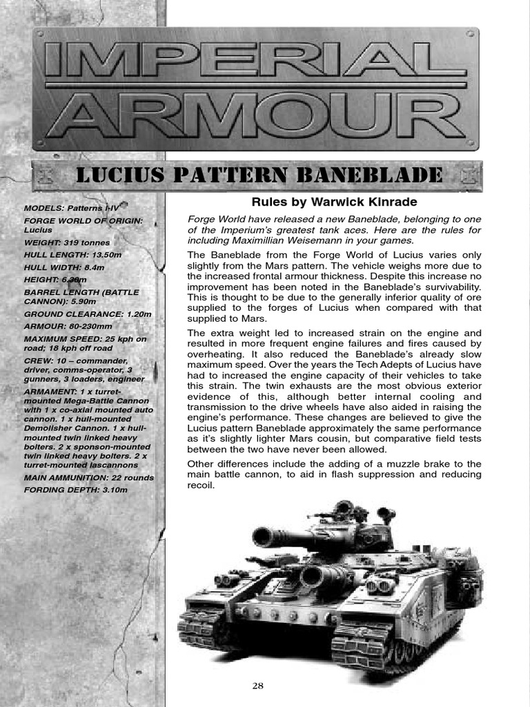 Lucius Pattern Baneblade Overview | PDF | Tanks | Artillery