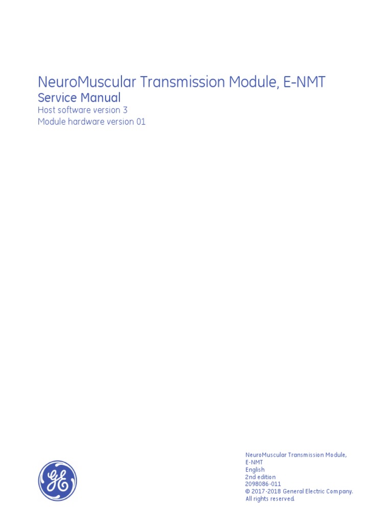 Neuromuscular Transmission Module, E-Nmt: Service Manual | PDF ...