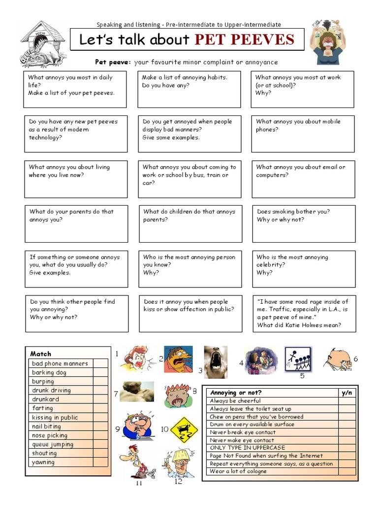 Lets Talk About Pet Peeves Activities Promoting Classroom Dynamics ...
