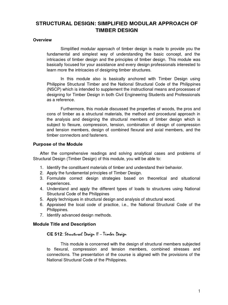 Structural Design: Simplified Modular Approach of Timber Design | PDF ...