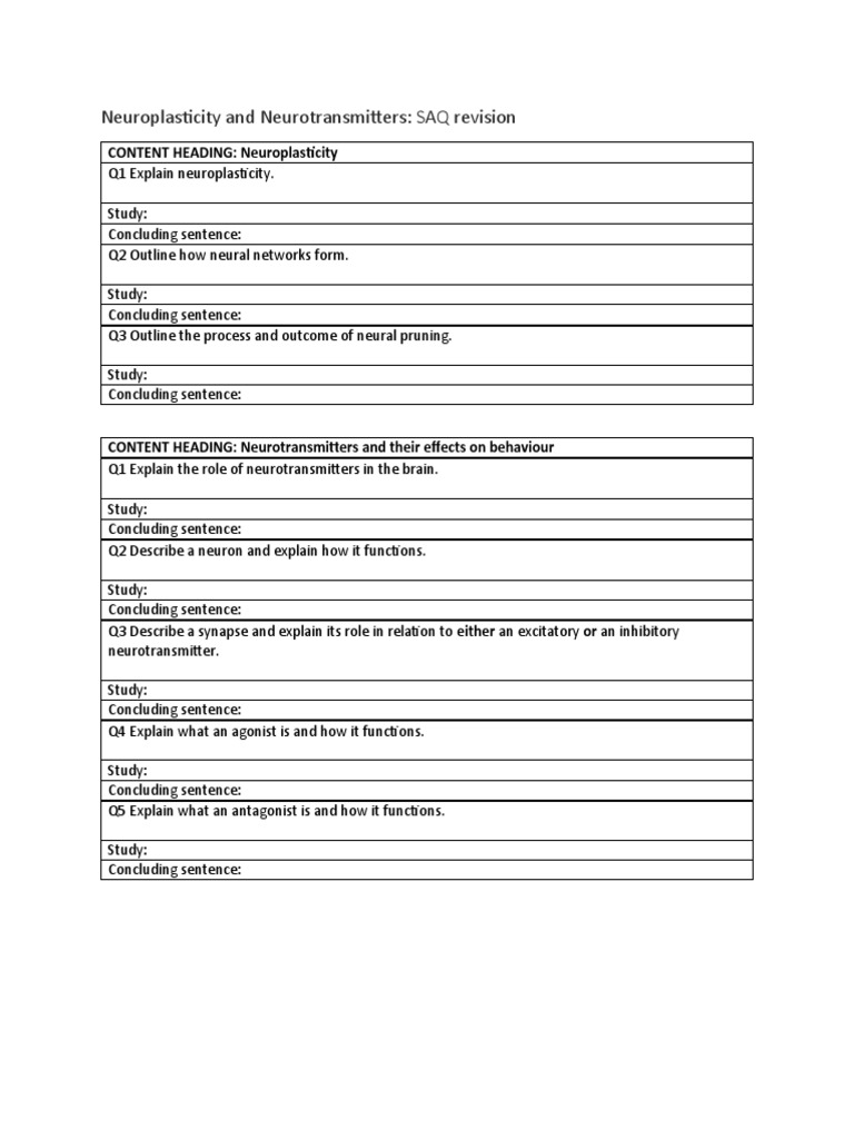 Neuroplasticity & Neurotransmitters Guide | PDF | Teaching Methods ...