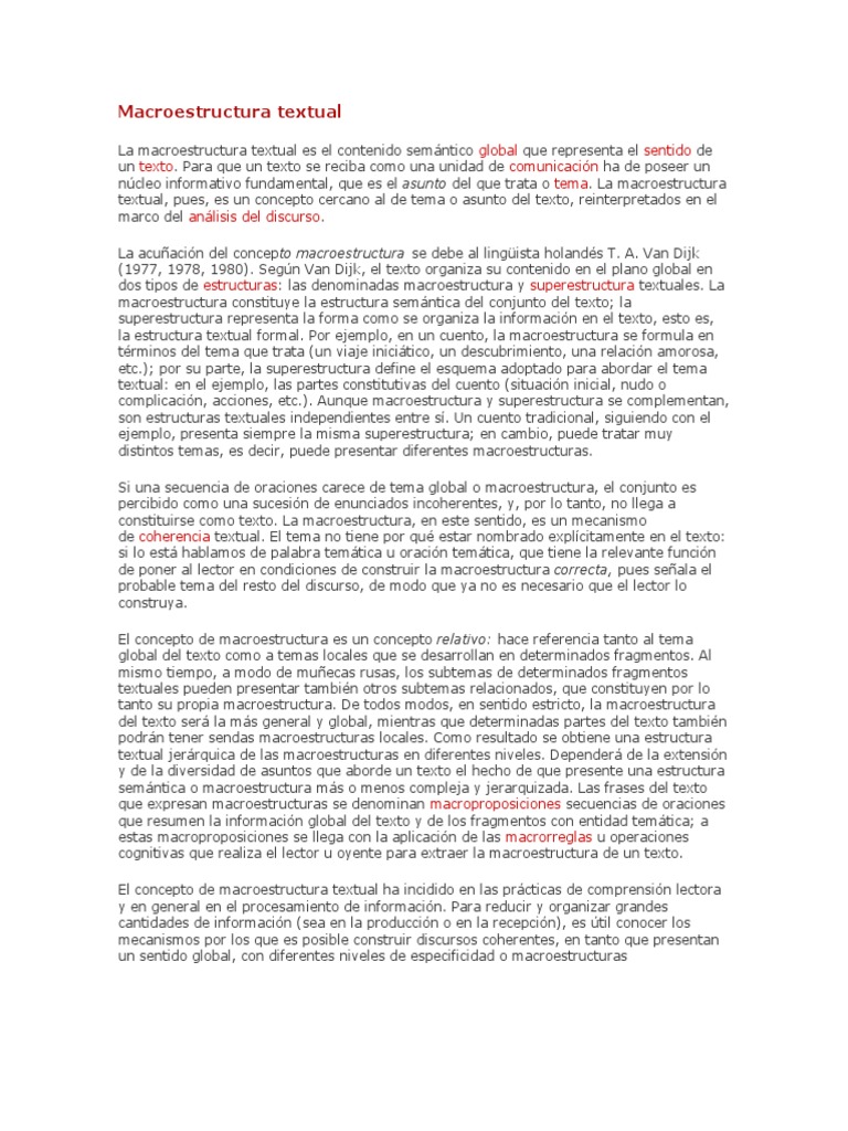 Macroestructura textual y su importancia | PDF | Comunicación humana ...