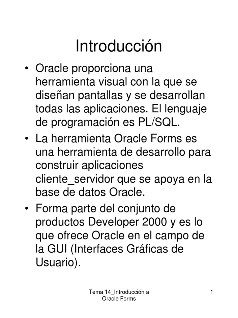 Introduccion A Oracle Forms | PDF | Tabla (base de datos) | SQL