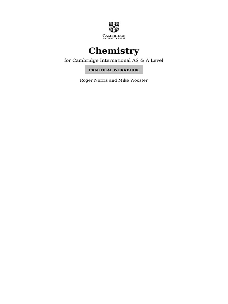 Cambridge International AS & A Level Chemistry Practical Workbook Roger ...