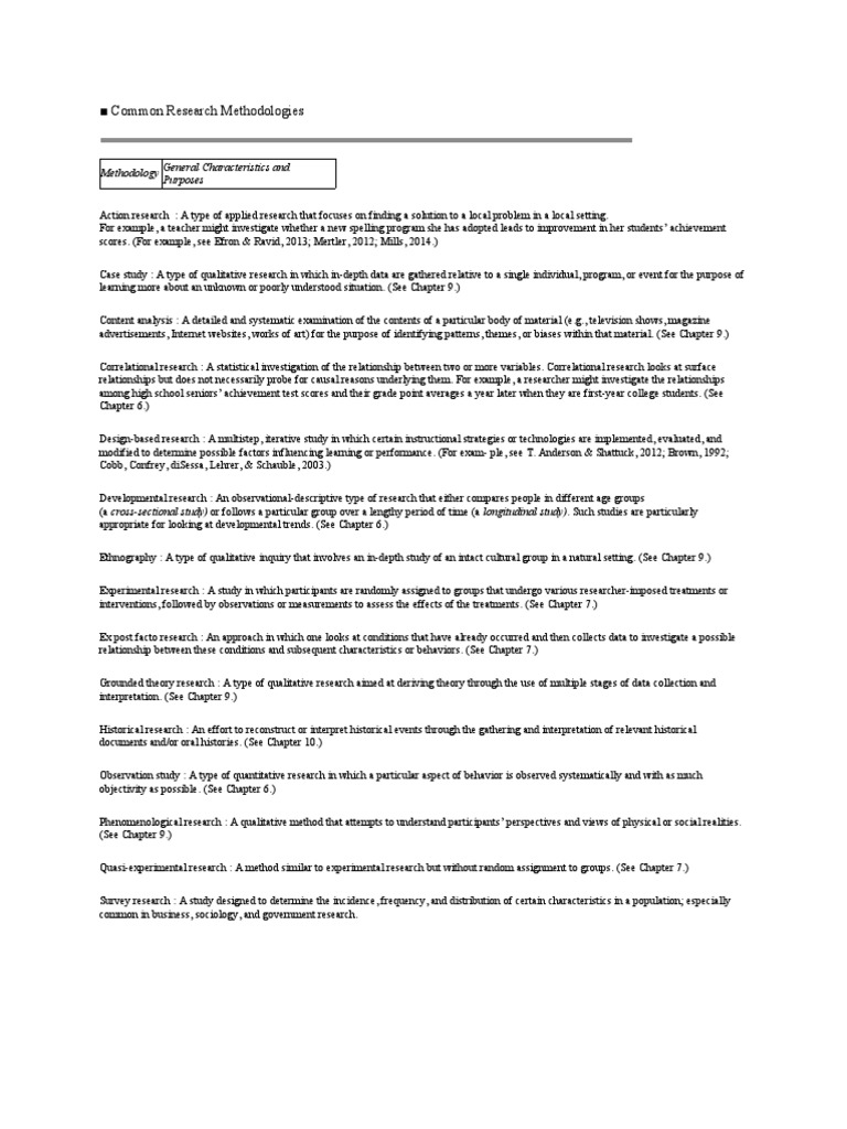 Common Research Methodologies | PDF | Qualitative Research ...