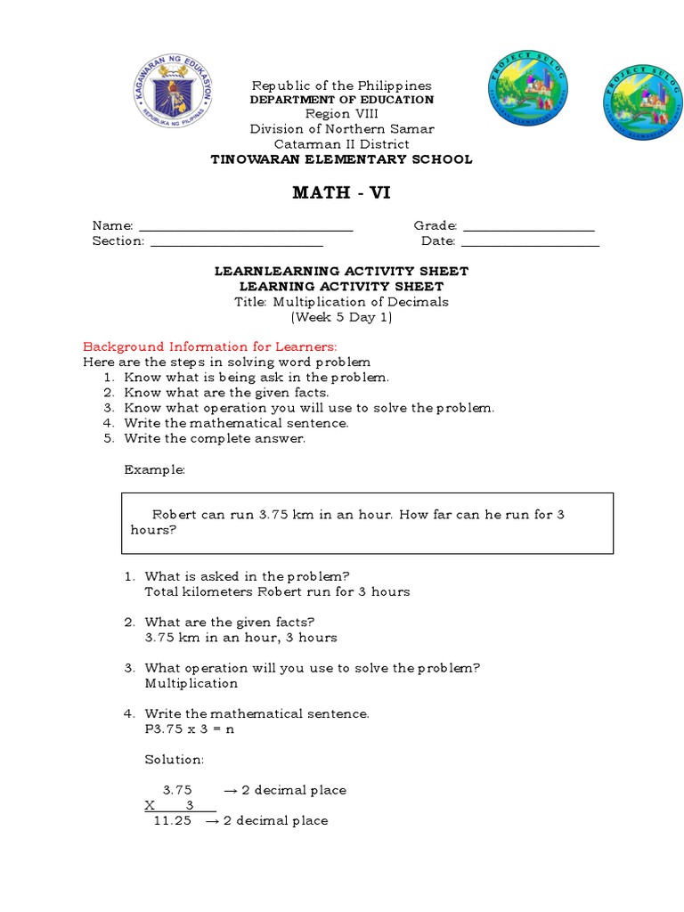 Las in Math6 q1 Week5 Ok | PDF | Multiplication | Numbers