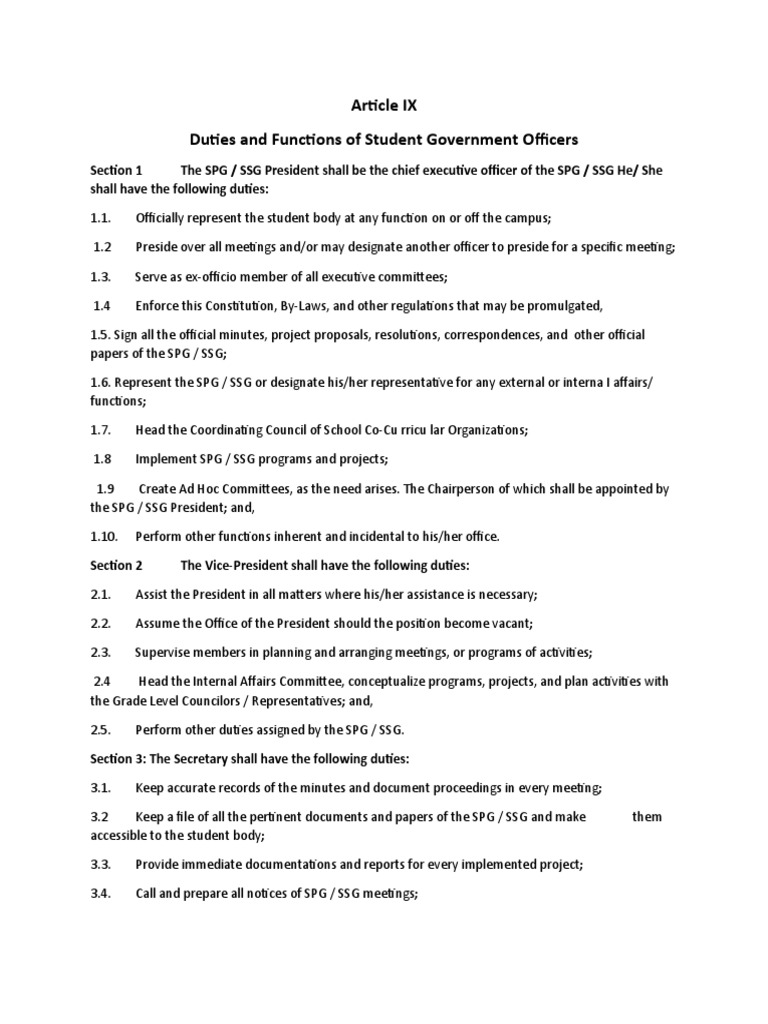 Rules and Responsibilities SSG | PDF | Presidents Of The United States ...