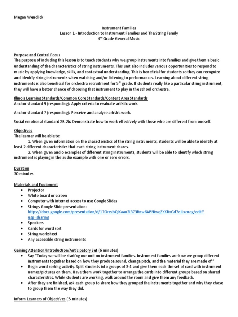 4th Grade Intro to String Instruments | PDF | String Instruments ...
