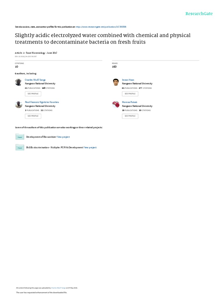 Slightly Acidic Electrolyzed Water Combined With Chemical and Physical ...