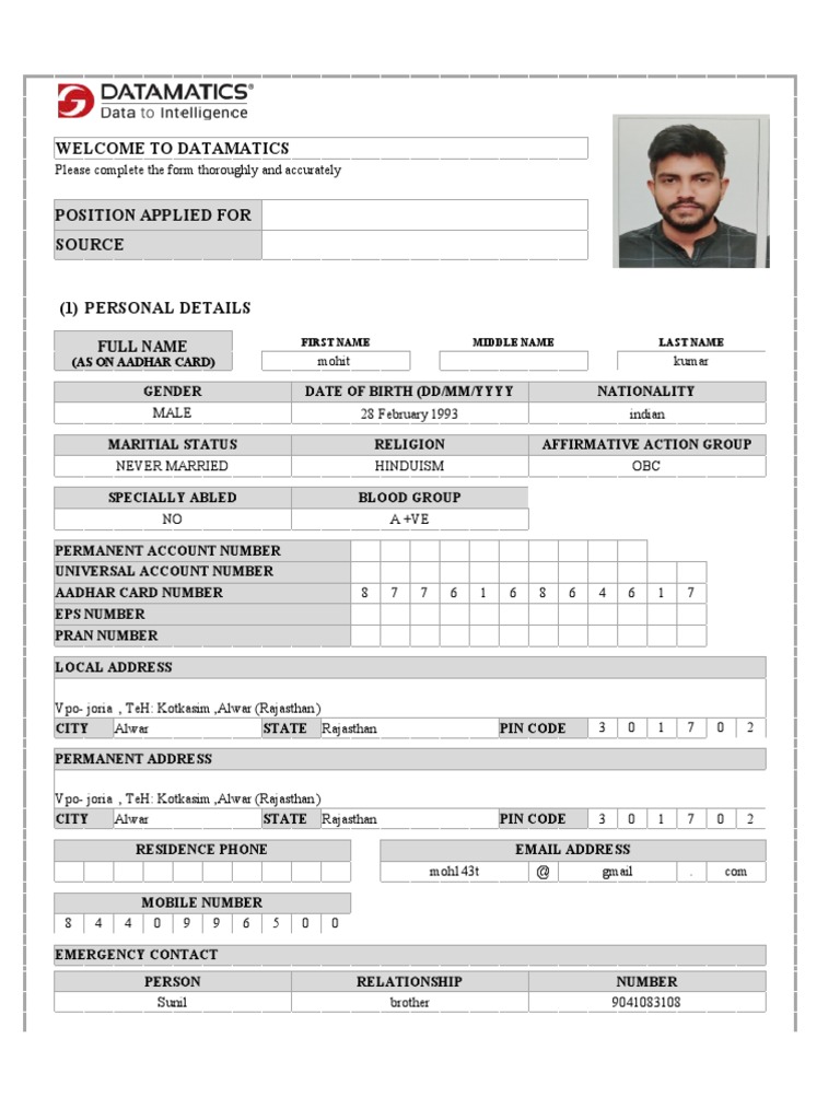 Employee Profile Form Ver 2.0 | PDF | Business