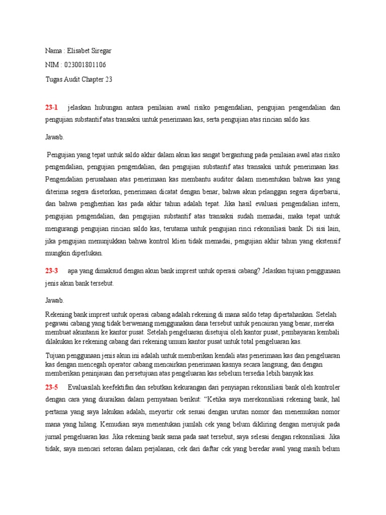 Tugas Audit 2 Chapter 23 | PDF