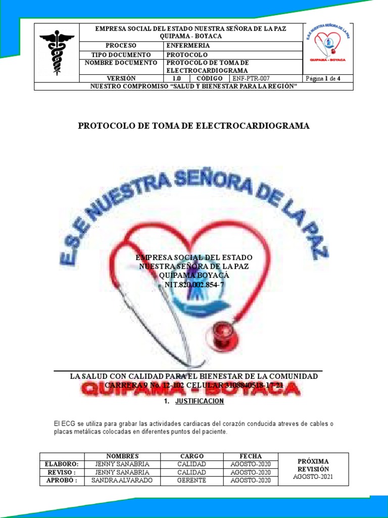 Protocolo Toma de Ekg | PDF | Electrocardiografia | Corazón