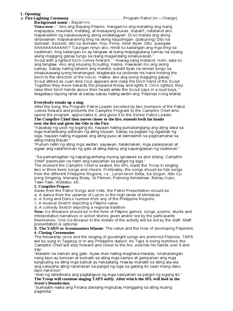 Campfire Program | PDF