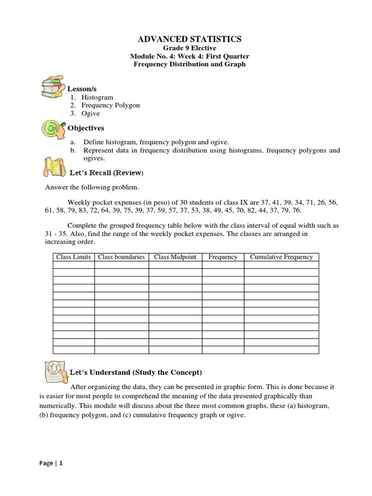 Advanced Statistics: Lesson/s | PDF | Histogram | Chart
