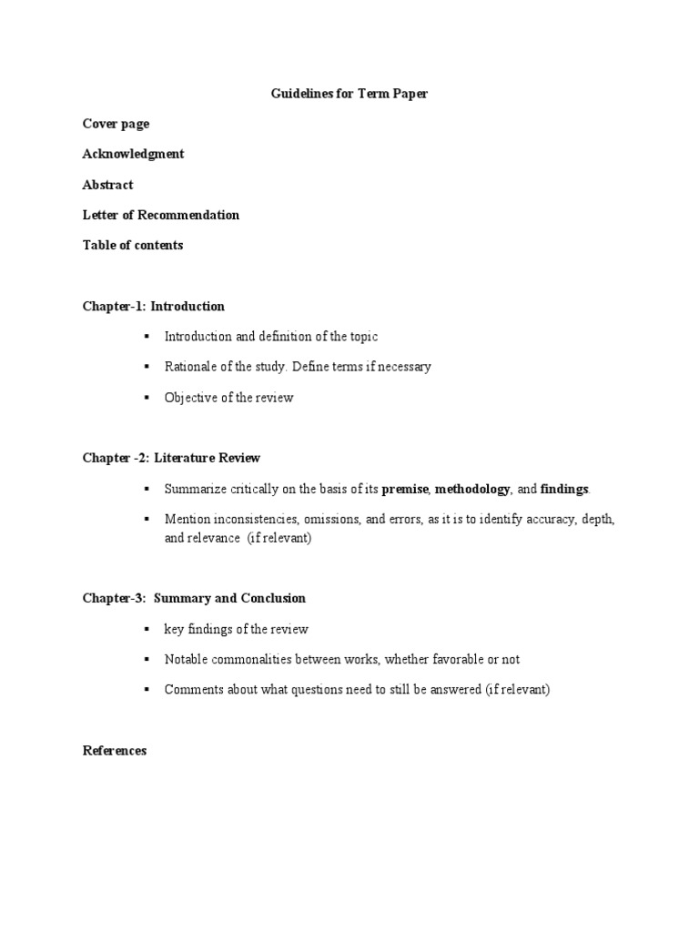 Guidelines For Term Paper | PDF