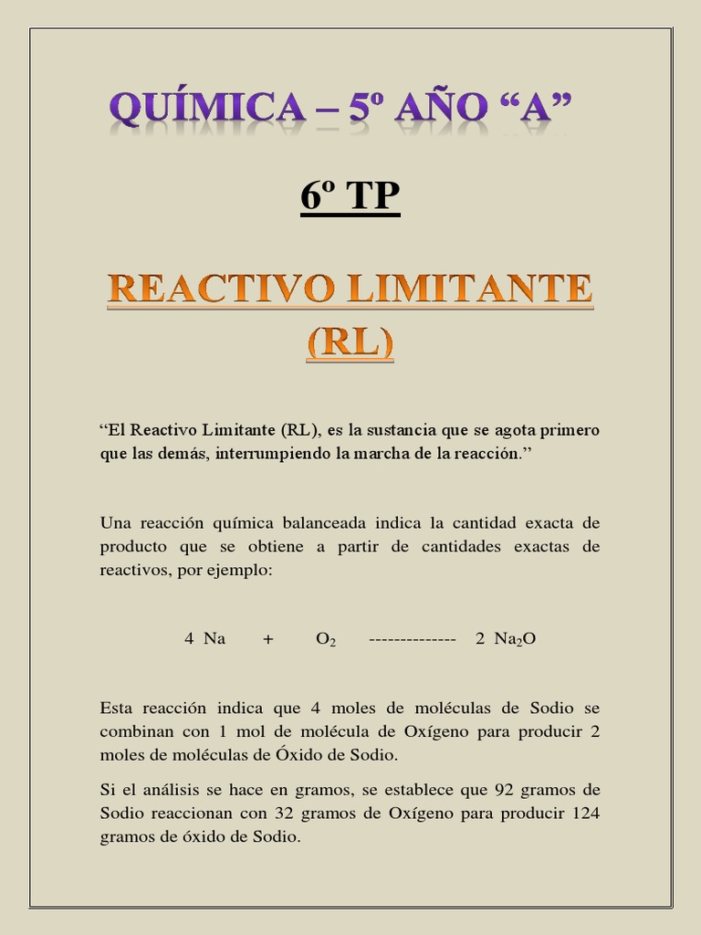 6º TP Reactivo Limitante | PDF | Sal (química) | Reacciones químicas
