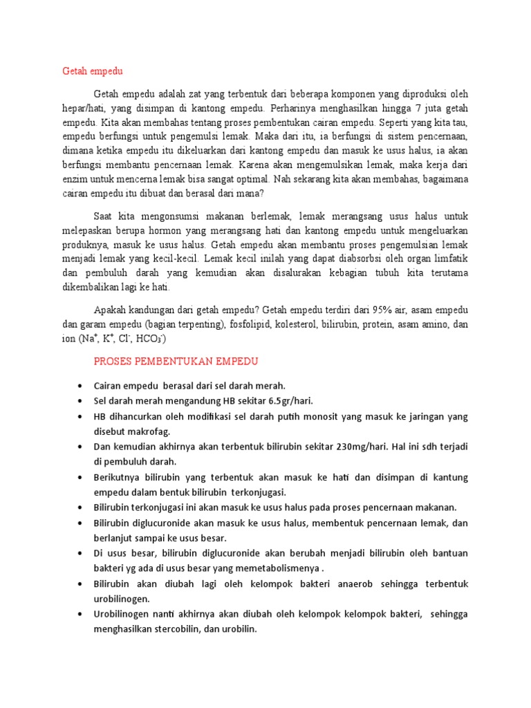Proses Pembentukan dan Fungsi Getah Empedu | PDF | Kesehatan Holistik