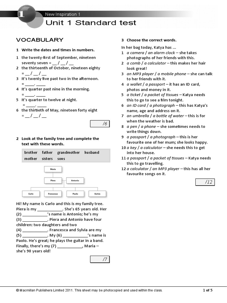 Unit 1 Standard Test: Vocabulary | PDF