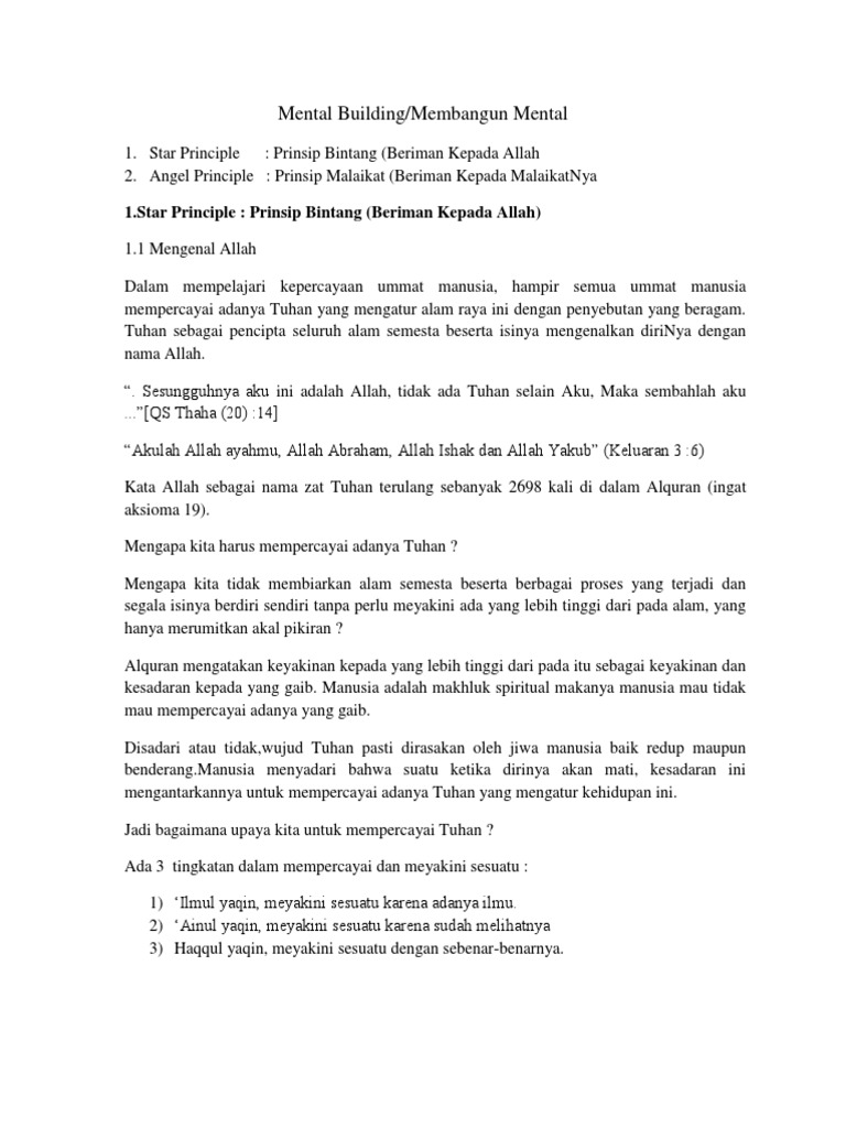 3.3 Mental Building, Star Principle, Angel Principle | PDF