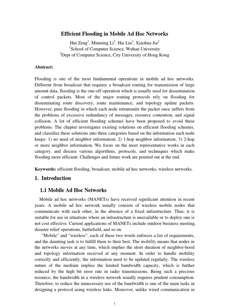 Efficient Flooding In Mobile Ad Hoc Networks Abstract Pdf Routing Network Topology