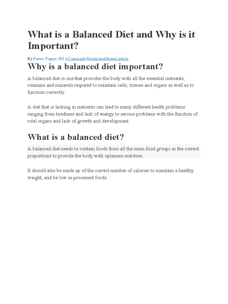 Understanding Balanced Diet Essentials | PDF | Healthy Diet | Diet ...