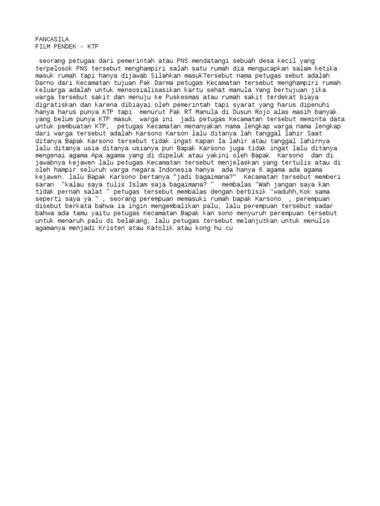 Pancasila Film Pendek KTP | PDF