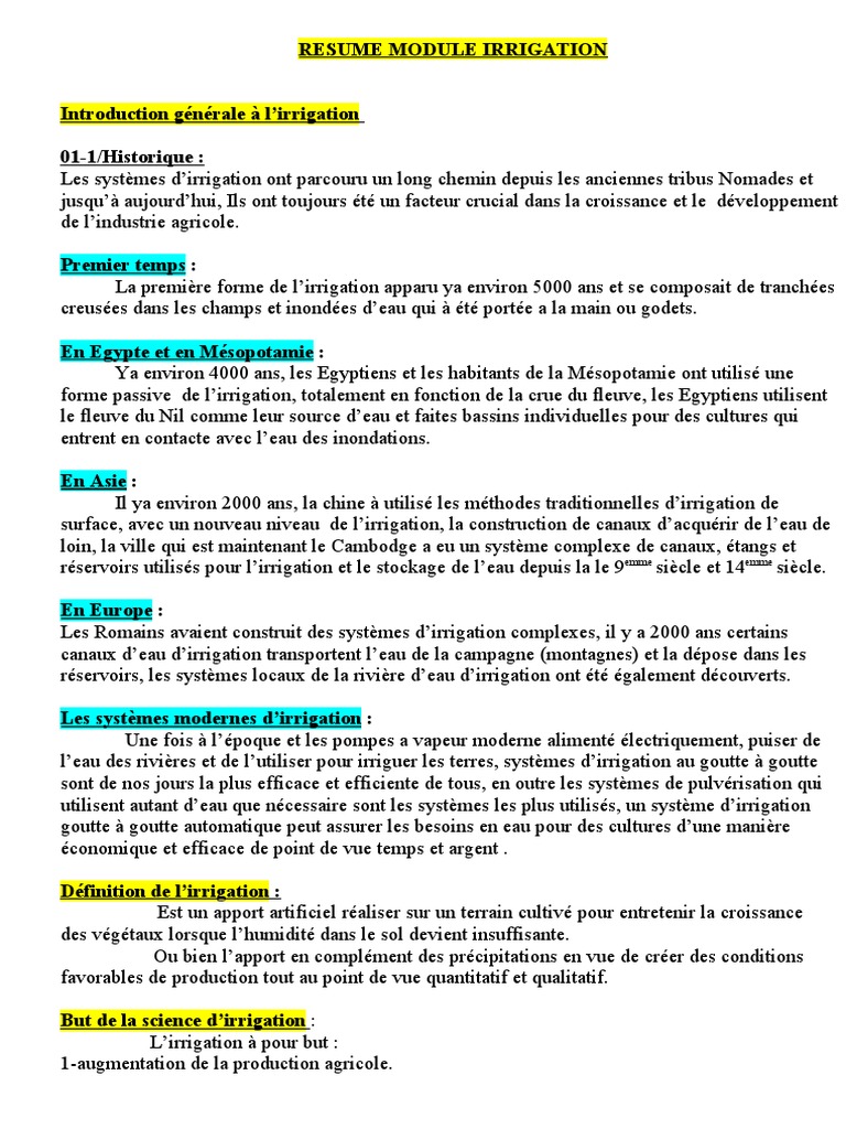 Revision Module Irrigation | PDF | Irrigation | Évapotranspiration