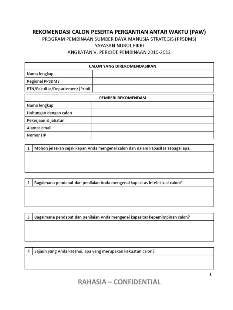 Surat Rekomendasi PAW | PDF