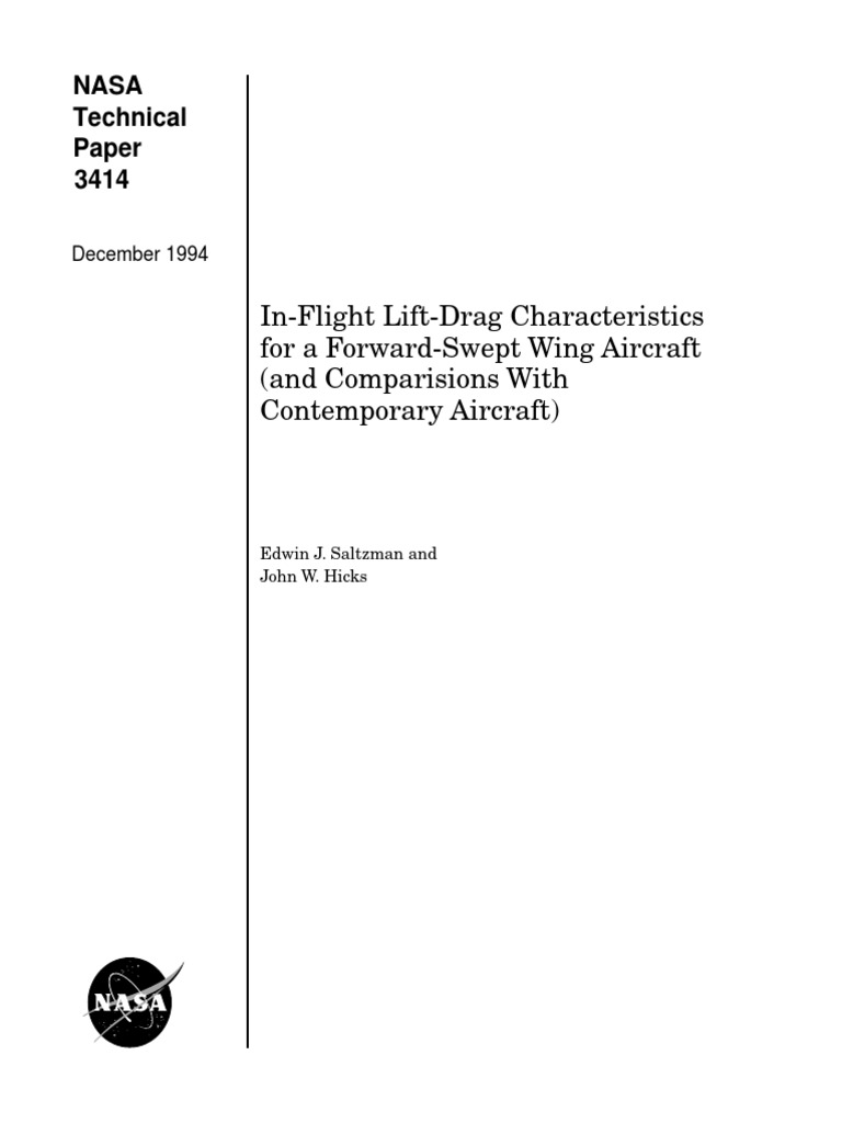 X-29A Lift-Drag Characteristics Study | PDF | Drag (Physics) | Mach Number