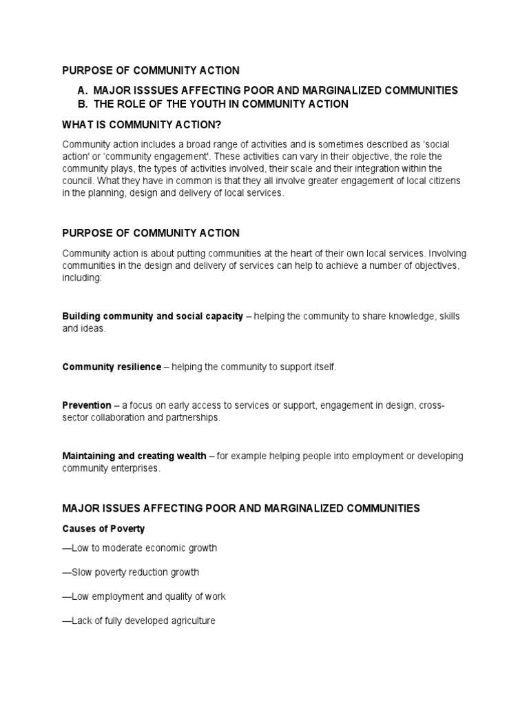 Purpose of Community Action | PDF