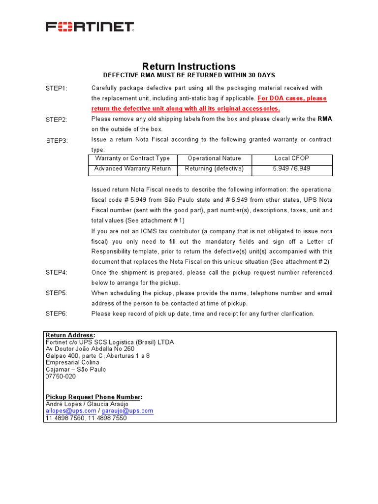 UPS RMA Return Instructions | PDF | Written Communication | Law Of ...