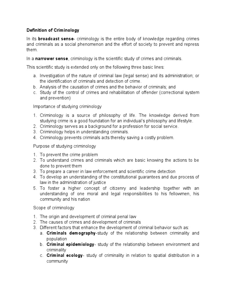 Crim Activity 3 - Criminology Def | PDF | Criminology | Victimology