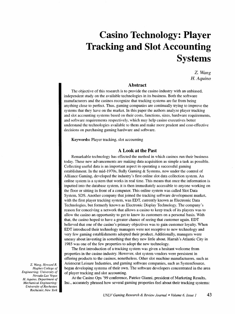 Player Tracking and Slot Accounting Systems | PDF | Slot Machine ...