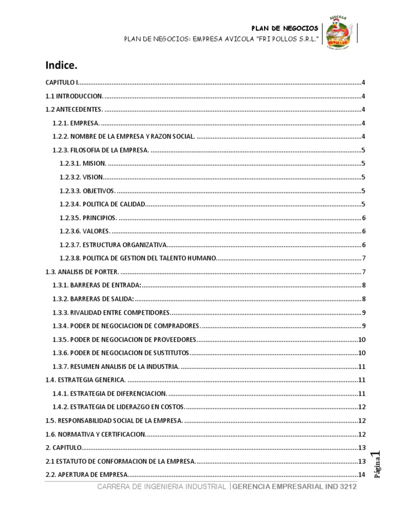 Elaboracion de Modelo de Negocio de Pollos | PDF | Empresas | Calidad (comercial)