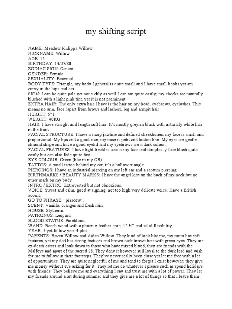 My Shifting Script 1 | PDF | Harry Potter Universe | Contemporary ...
