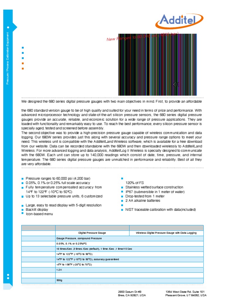 Digital Pressure Gauges Additel 680 Series | PDF | Calibration ...