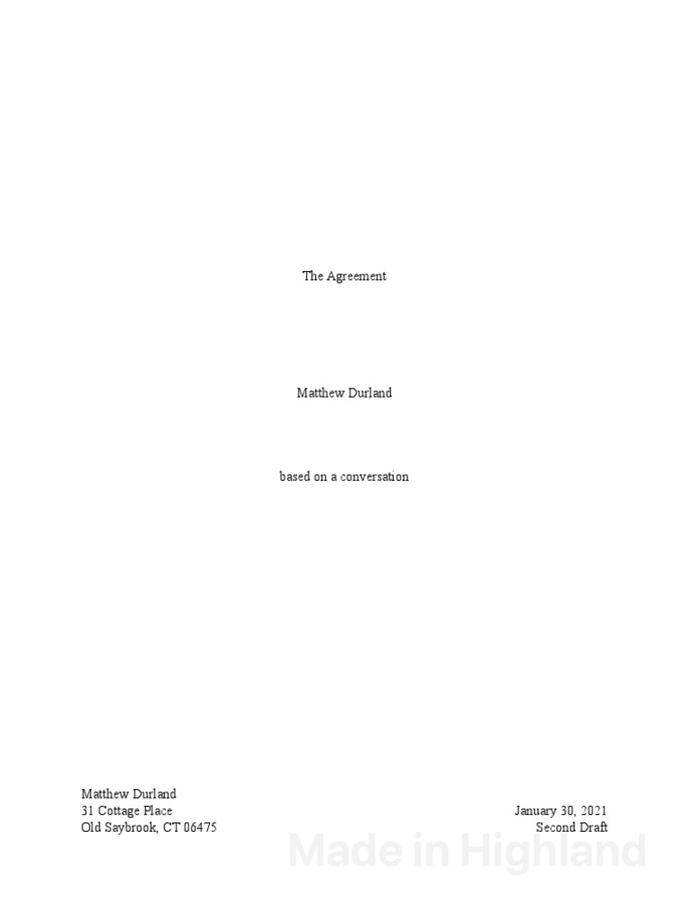 The Agreement (Conversation) | PDF