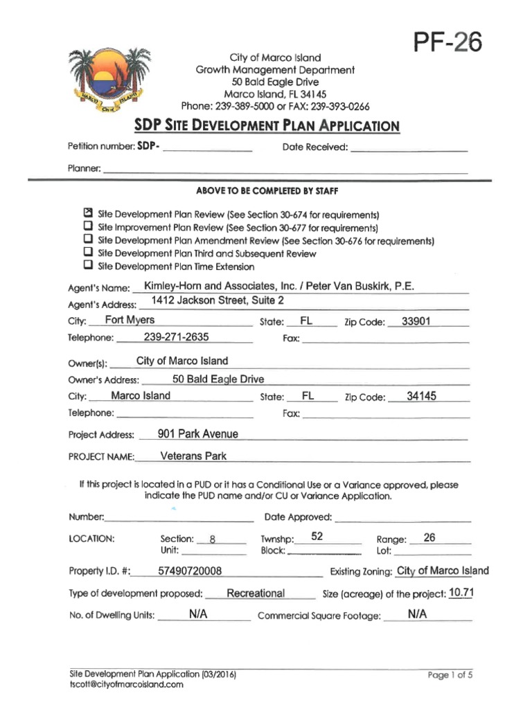 Site Development Plan Application For Marco Island Veterans' Community ...